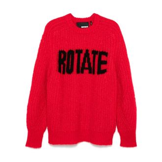 Rotate Roter Intarsia-Strickpullover mit Logo - - Knitwear - Damen - Rot - L