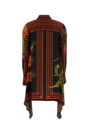 Blumarine Womens Printed Twill Shirt Dress Multiblackorange Exterior: Viscose Abiti