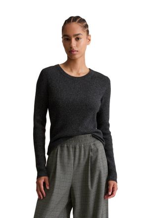 Marc O'Polo Denim Rundhalspullover Rippstrick aus softem Schurwolle-Mix, slim fit