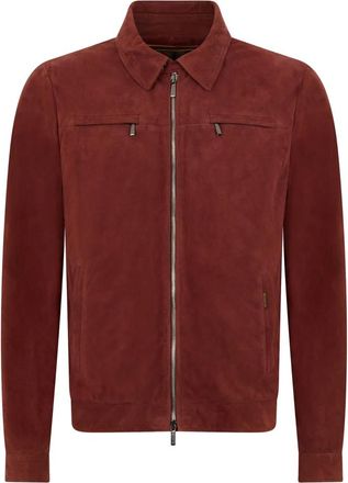 Moorer Homme, Vestes, Rouge, Taille: L Veste en cuir bordeaux &eacute;l&eacute;gante pour toutes les occasions