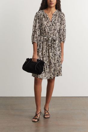 Gerard Darel Robe imprim&eacute; fleuri bicolore - JUNON - Noir