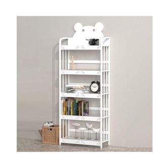 Generic Eckbücherregal, Schmiedeeisenrahmenregal mit 4 stabilen Füßen, geeignet for das Wohnzimmer im Home Office(White,60x28x183cm)
