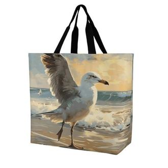Generic Tableau DUne Mouette Sac Fourre Tout L&eacute;ger Sacs De Courses Imperm&eacute;able Sac Fourre-Tout Pour Quotidienne Gym Shopping