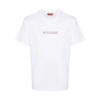 Missoni Bedrucktes Wei&szlig;es Baumwoll-T-Shirt - - Tops - Herren - Wei&szlig; - S