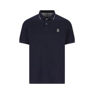 Brunello Cucinelli Homme, Tops, Bleu, Taille: M Polo en coton avec logo