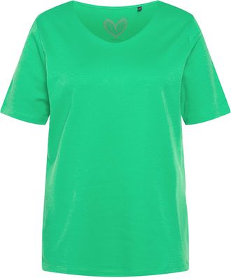 Ulla Popken Damen, große Größen, Shirt, doppellagig, Slim, Rundhals, Halbarm