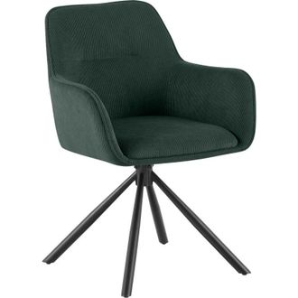 Clp Chaise de salle &agrave; manger Tipton en velours c&ocirc;tel&eacute; Vert