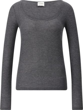 Closed Femme, Pulls, Gris, Taille: 38 FR Chemise à Manches Longues en Mélange de Cachemire de Luxe