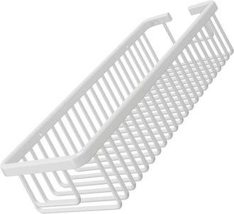 Holibanna Wandmontiertes Badezimmer Wandregal aus Aluminium Wei&szlig; Praktischer Aufbewahrungskorb Gro&szlig;es Fassungsverm&ouml;gen f&uuml;r Dusche K&uuml;che Wohnzimmer Schlafzimmer 