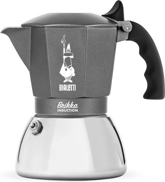 Bialetti Brikka Induktionskaffeemaschine, 4 Tassen (170 ml), Espresso wie an der Bar, für alle Herdarten geeignet, edles Design, Silber
