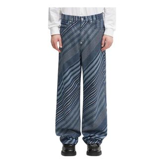 Kenzo Jeans mit breitem Bein und Umschlag mit Diagonalstreifen - - Jeans - Herren - Blau - W31