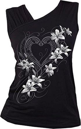 Spiral Pure of Heart Femme Top Noir M 95% Viscose, 5% &Eacute;lasthanne Regular/Coupe Standard