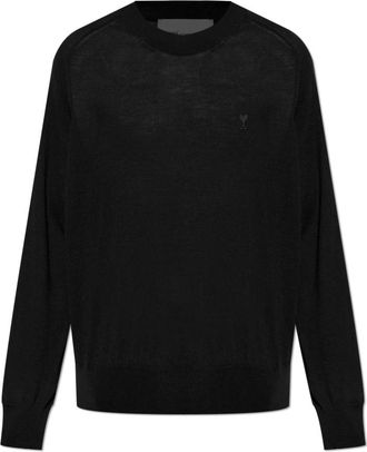 Ami Homme, Pulls, Noir, Taille: 2XL Pull en laine avec logo brod&eacute;
