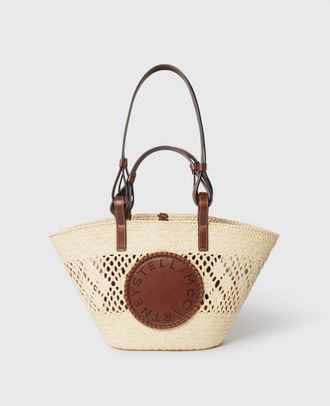 Stella McCartney Logo Raffia Crochet Medium Tote Bag