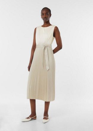 Comma Maxikleid Kleid Elegantes Satinkleid mit plissiertem Rock