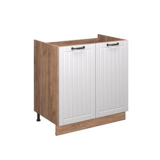 Vicco Meuble Bas sous-&eacute;vier Fame-Line, Blanc Campagne, 80cm, PT Anthracite