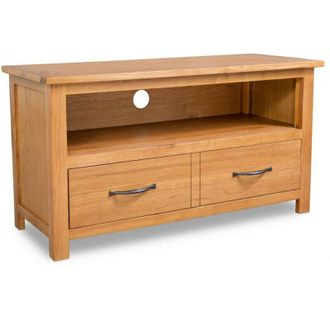 vidaXL Vidaxl - Meuble TV en bois de ch&ecirc;ne massif 90x35x48 cm - 1 tiroir - Surface stable pour t&eacute;l&eacute;viseur et objets d&eacute;coratifs