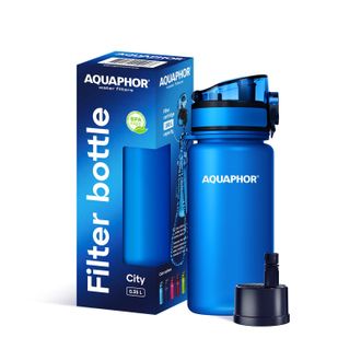 Aquaphor City | Kinder Trinkflasche mit Filter | 350 ml Blau | Auslaufsicher & BPA-frei | F&uuml;r Kindergarten, Schule & Sport | Wasserfilter f&uuml;r unterwegs