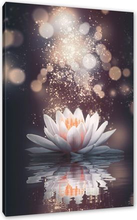 Pixxprint Magische Lotusblüte mit Glitzerstaub, Größe: 100x70cm, Leinwandbild, fertig gespannt, Wandbild, Dekoration, Kunstdruck, kein Poster