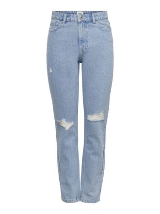 Only Damen Onljagger Life High Mom Enkeldnm Noos Jeans, Light Blue Denim, 28W / 34L EU