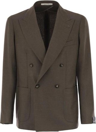 Tagliatore Homme, Vestes, Brun, Taille: 2XL Double-Breasted Wool Blend Blazer