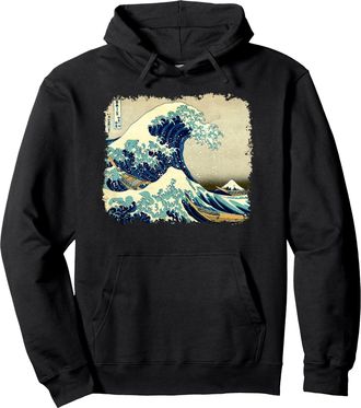 Smooth HQ Berühmte Vintage-Kunst: Tolles Hokusai-Design mit Meereswellen-Motiv Pullover Hoodie