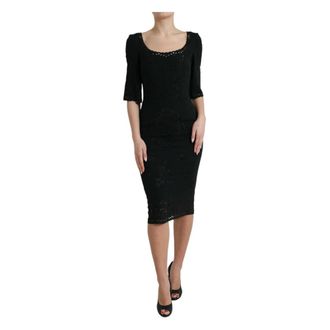 Dolce & Gabbana Blumige Spitze Bodycon Midi Kleid - - Dresses - Damen - Schwarzk - S