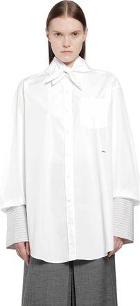 Prada Layered Cotton Shirt with Bow