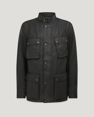 Belstaff Belstaff Veste Fieldmaster pour homme Lin enduit uniforme Noir délavé/gris fumé foncé Taille 46