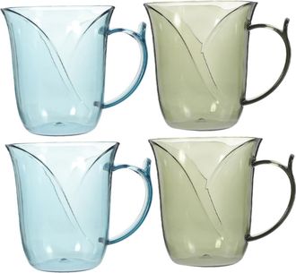 SOLUSTRE 4 Stück Wiederverwendbare Mundbecher aus Transparentem Kunststoff mit Zahnlöchern Großer Kapazität rutschfest und Hautfreundlich als Zahnbürstenhalter