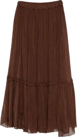 SOLOTRE Femme, Jupes, Brun, Taille: 38 FR Gonna dettagli volant cintura elasticizzata