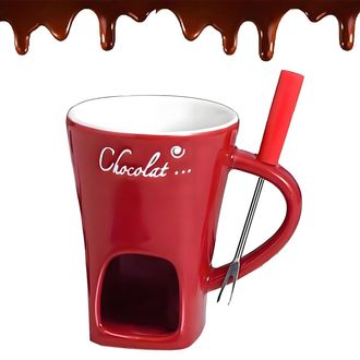 Generic Schokofondue - Temperiergerät für Schokolade Kuvertüre, Schokofondue Tasse mit Gabeln Schokofondue-Tasse, Schokoladenfondue Schoko Fondue Tasse, Schok