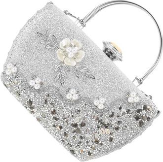 Hemoton Sac de Soir&eacute;e Femme &Eacute;l&eacute;gant avec Fleurs M&eacute;talliques Perles et Cristaux Pochette L&eacute;g&egrave;re pour Mariage et F&ecirc;te