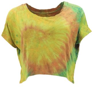 Guru Shop Batik Hippie T-Shirt, Unikat Kurztop, Yogatop - Lemon, Damen, Synthetisch