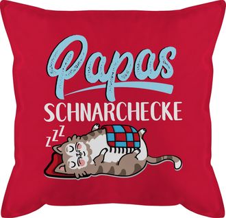 Shirtracer Kissen 50x50 - Geschenk zum Vatertag - Papas Schnarchecke Katze - weiß/blau - 50 x 50 cm - Rot - Papa schnarchkissen Vatertagsgeschenk Herrentag Vater