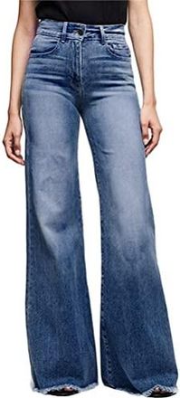 ORANDESIGNE Femmes Jean &Eacute;vas&eacute; Taille Haute Denim Pantalon Boutonn&eacute; Denim Curvy Fesses Levage Skinny Jeans avec Poche Bootcut Jeans Droite Jambe Large Casual Vinta