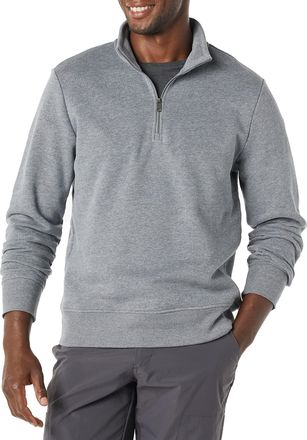 Amazon Essentials Herren-Fleece-Sweatshirt, langärmelig, Viertelreißverschluss, Medium Grey Heather, X-Large