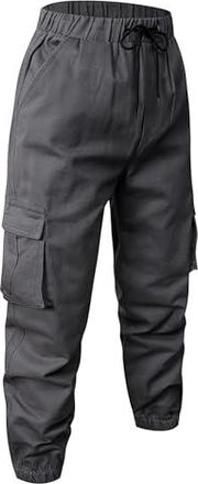 Generic Pantalon cargo doublé en polaire pour homme - Pantalon de jogging chaud à jambe droite - Pantalon de travail cargo, gris, M