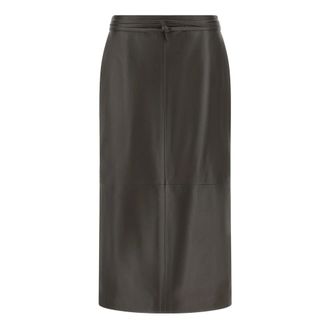 Alberta Ferretti Femme, Jupes, Brun, Taille: 36 FR Jupe Midi en Cuir