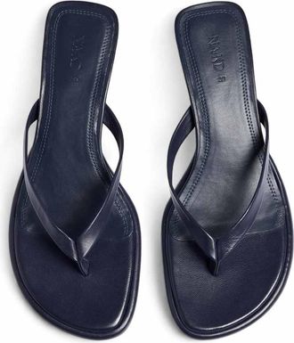 NA-KD Tongs en cuir &agrave; talon - Bleu marine