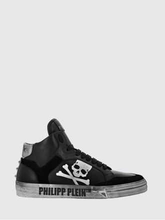 Philipp Plein Baskets montantes Skull en cuir et daim avec effet us&eacute;
