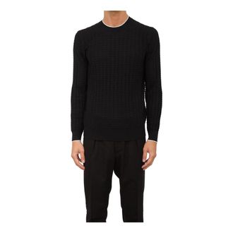 Paolo Pecora Schwarzes Rundhals-Shirt - - Knitwear - Herren - Schwarzk - XL