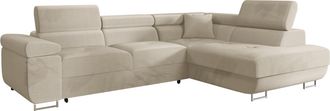 Mirjan24 Ecksofa Torezio mit Bettkasten, Einstellbare Kopfstützen, Sofa mit Schlaffunktion, Eckcouch für Wohnzimmer, Polsterecke, L-Form Couch mit Bettfunktion