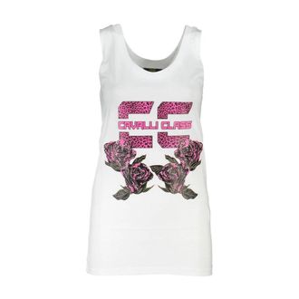 Cavalli Wei&szlig;e Baumwoll-Damentop mit Fettem Druck - - Tops - Damen - Wei&szlig; - XL