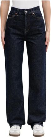 Sporty & Rich Femme, Jeans, Bleu, Taille: W27 Jean Droit Patch Logo