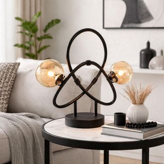 Globo Lighting Lampe de table led lampe de salon r&eacute;tro lampe de table Edison ambre noir 2 ampoules