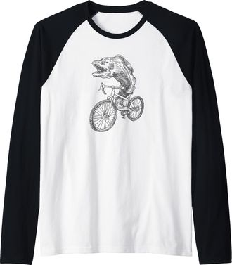 Seembo Moray Aal Radfahren Fahrrad Lustig Biker Fisch Biking Bike Raglan
