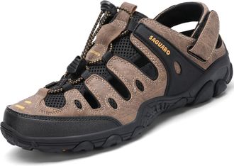 Saguaro Trekking & Wandersandalen für Herren Damen mit Geschlossene Zehe Sommer Outdoor Sport Sandalen Bequem Atmungsaktiv Trekkingsandalen Braun 41 EU