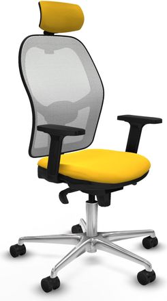 Piqueras y Crespo B&uuml;rostuhl mit 2D-Armen, h&ouml;henverstellbare Lendenwirbelst&uuml;tze und h&ouml;henverstellbares Kopfteil, Wei&szlig;/Gelb