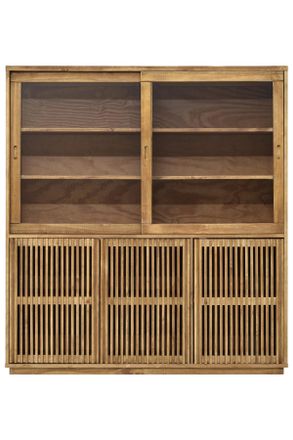 MID.YOU Mid.you Vitrine, Eiche, Holz, Kiefer, massiv, 6 F&auml;cher, 166x182x42 cm, FSC MIX, Wohnzimmer, Wohnw&auml;nde, Vitrinenschr&auml;nke